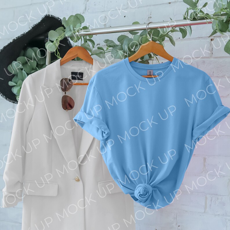 Carolina Blue Gildan 64000 Hanging Mockup Carolina Blue - Etsy