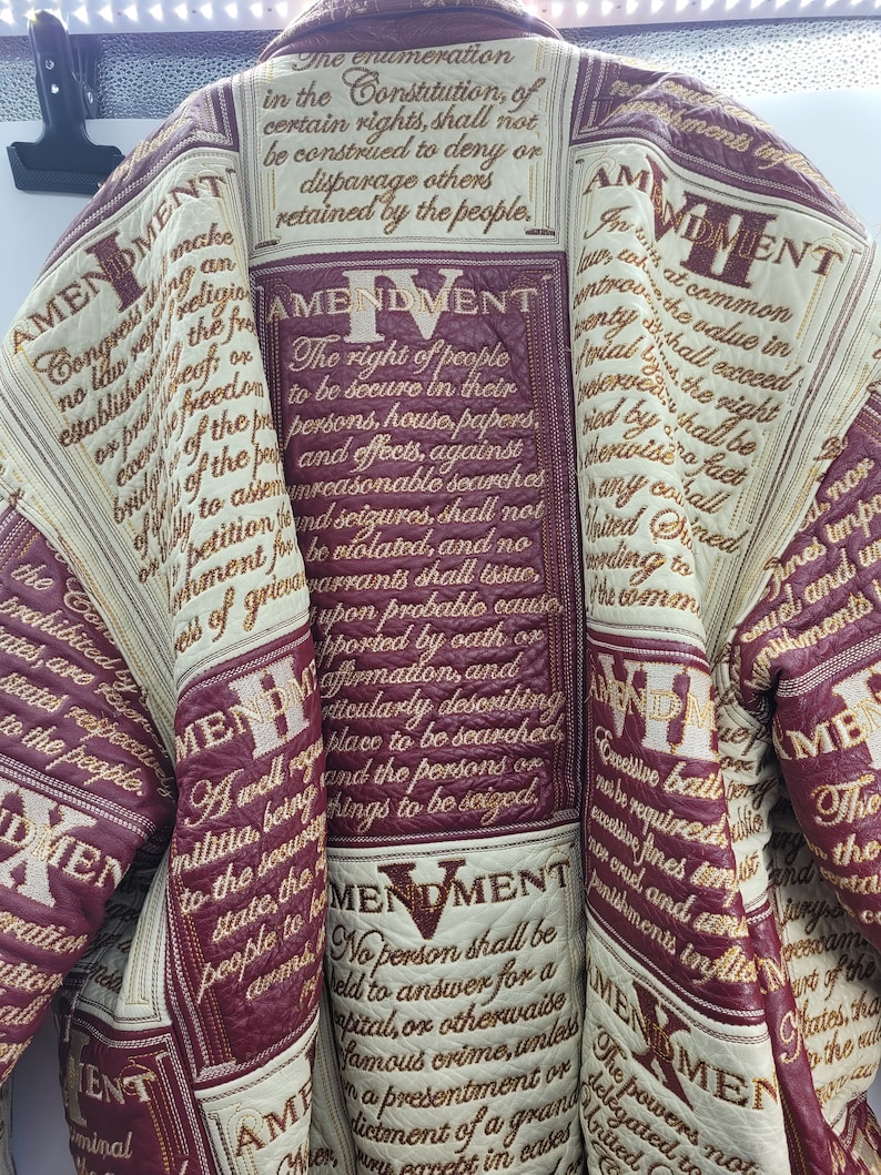 AL WISSAM VI Amendment Patchwork Red Tan 100%leather Jacket Size 54 ...