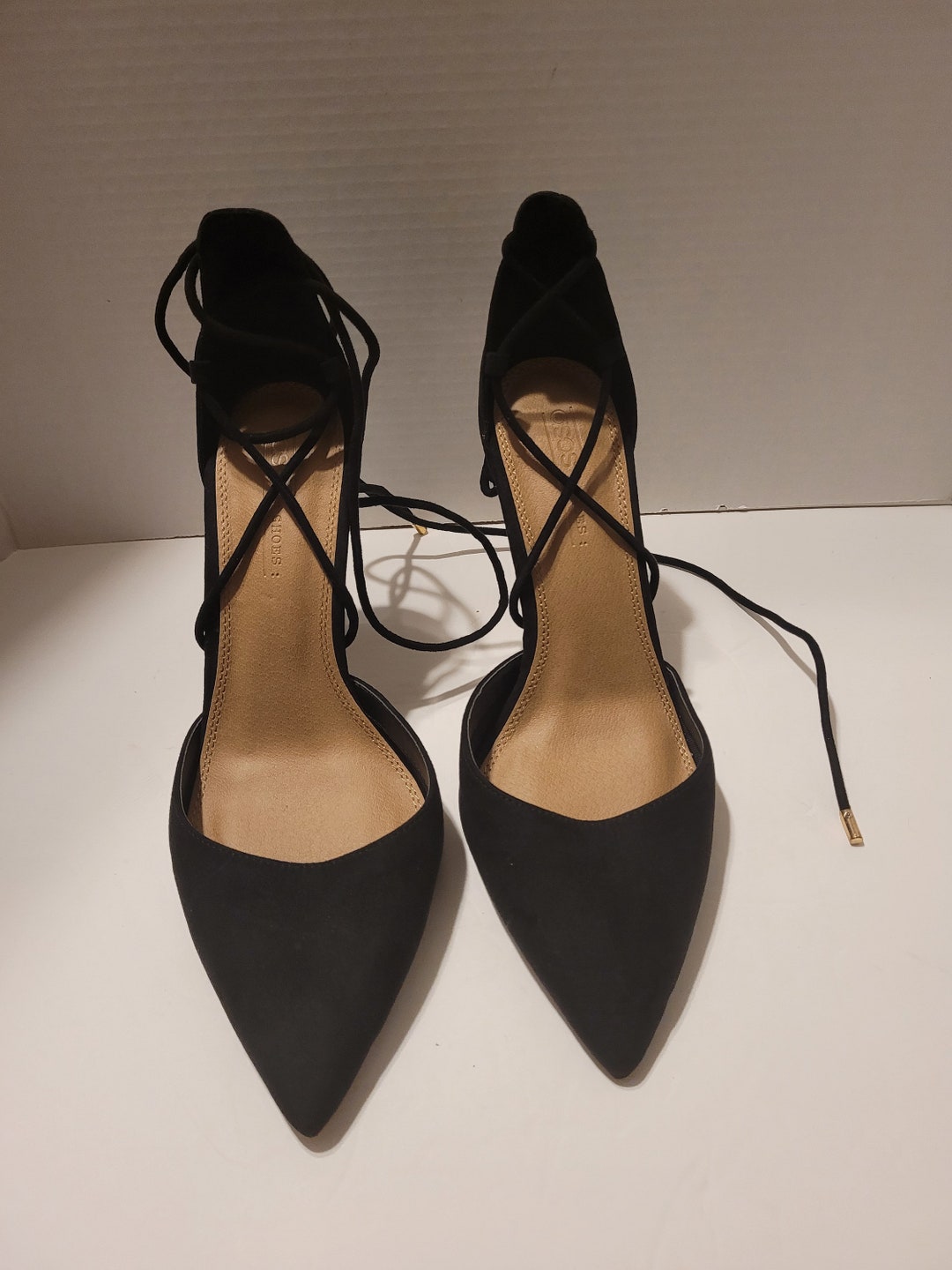 Asos Shoe Women's Black Whisper Tie Leg Stiletto Heeled,pointed Suede ...