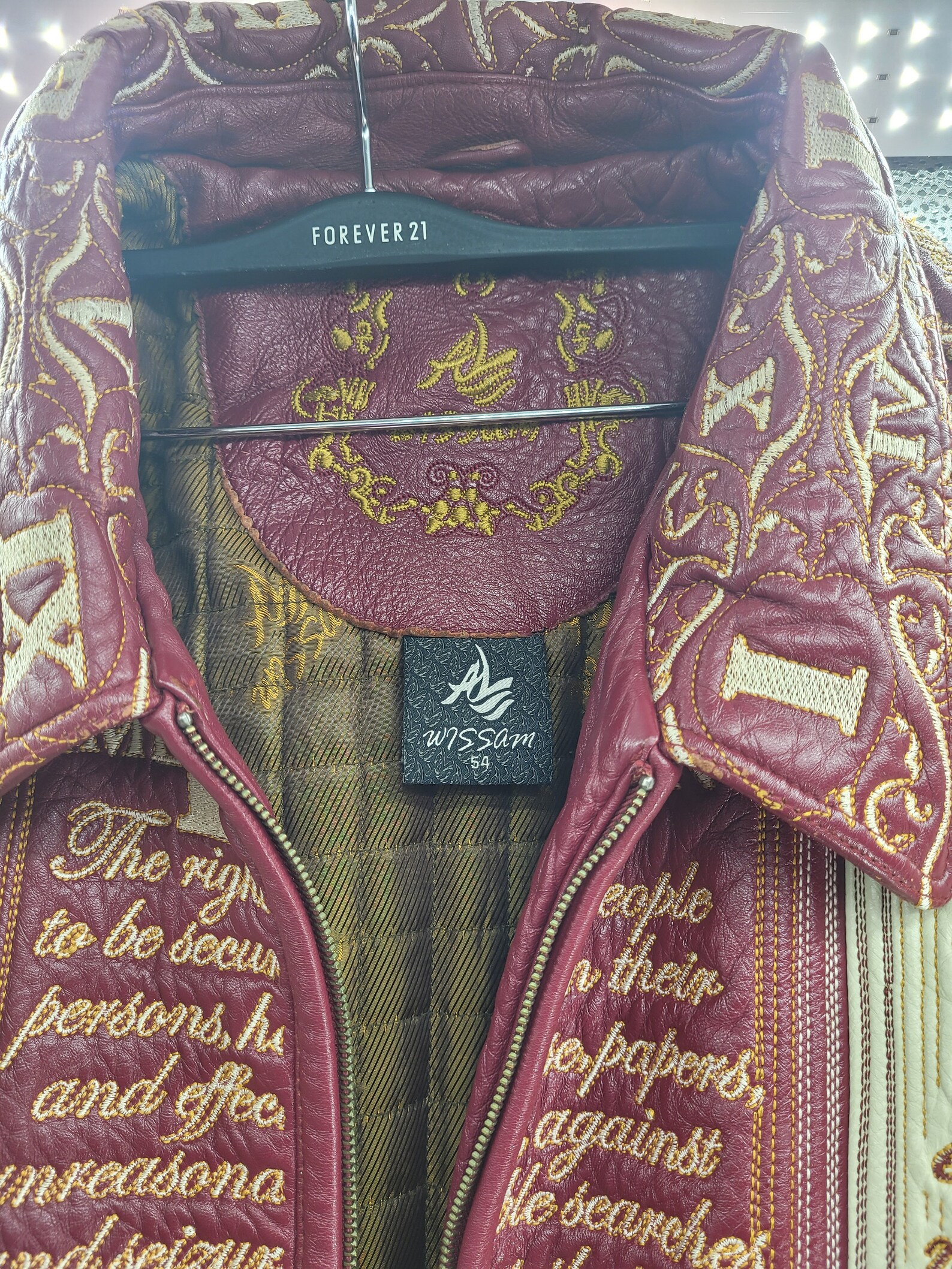 AL WISSAM VI Amendment Patchwork Red Tan 100%leather Jacket Size 54 ...