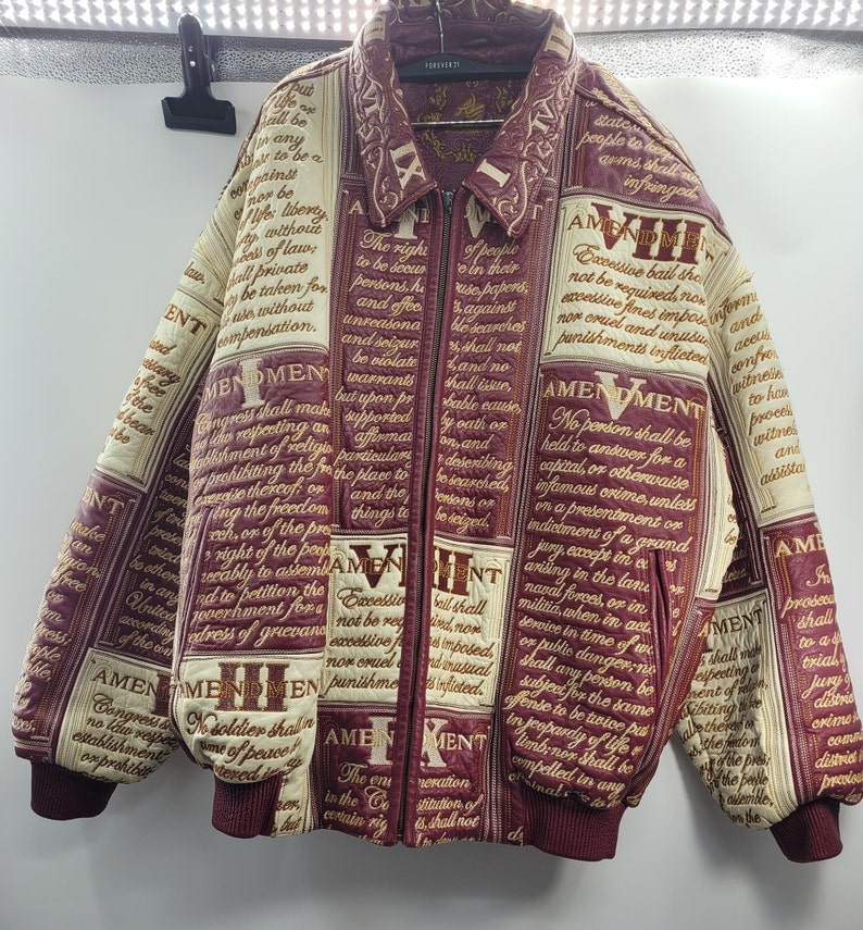 AL WISSAM VI Amendment Patchwork Red Tan 100%leather Jacket Size 54 ...