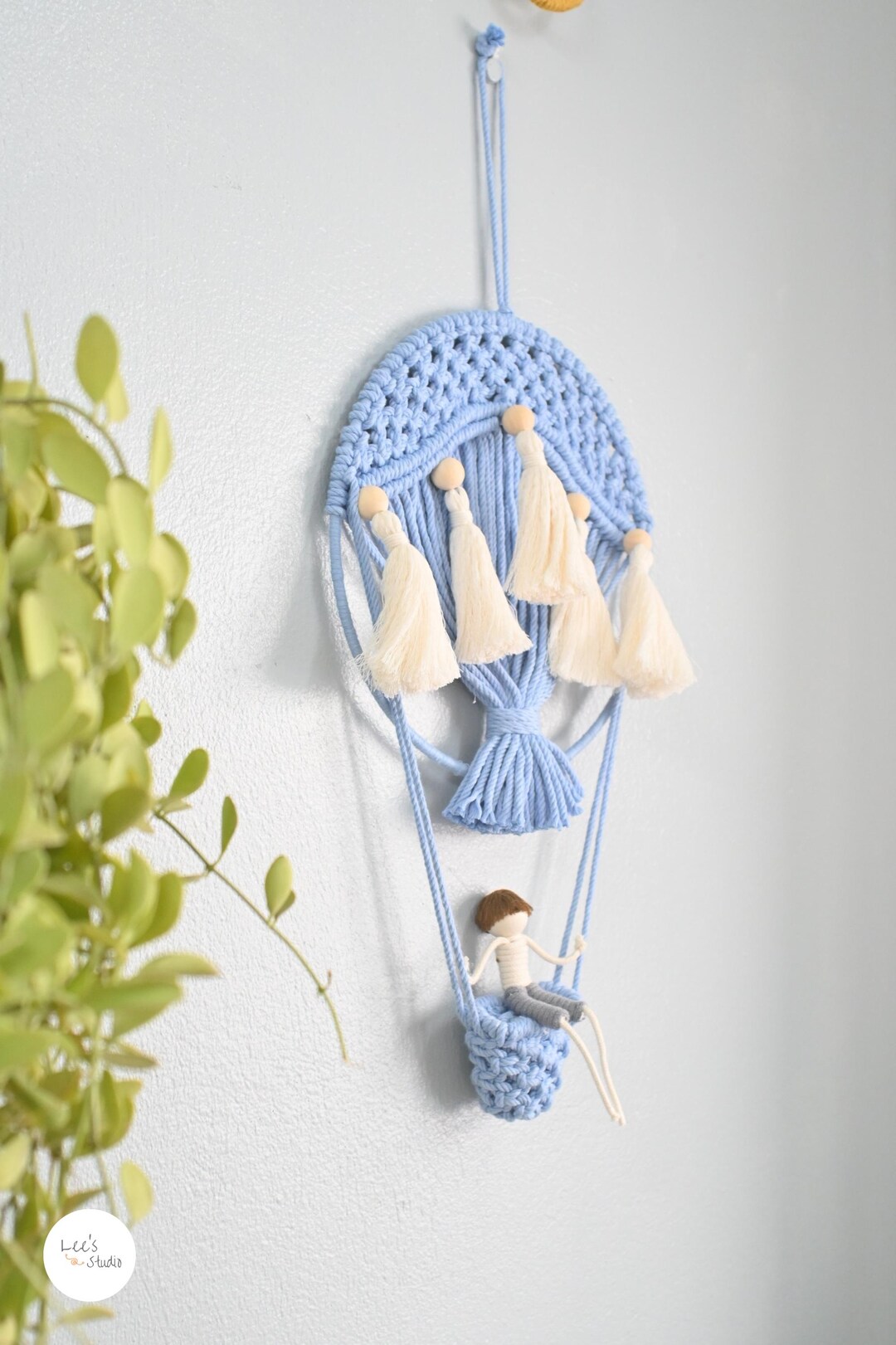 Macrame Hot Air Balloon Wall Hanging: Cotton Nursery Decor, 18in ...