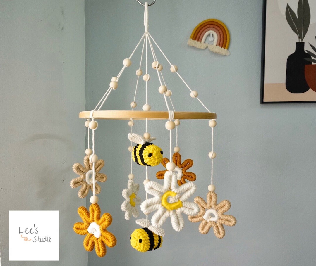 Bumble Bees and Flowers Mobile, Bumble Bees Decor, Garden Vibes Baby ...