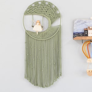 Little Angel on Swing, Tree of Life Dream Catcher, Macrame Doll Wreath ...