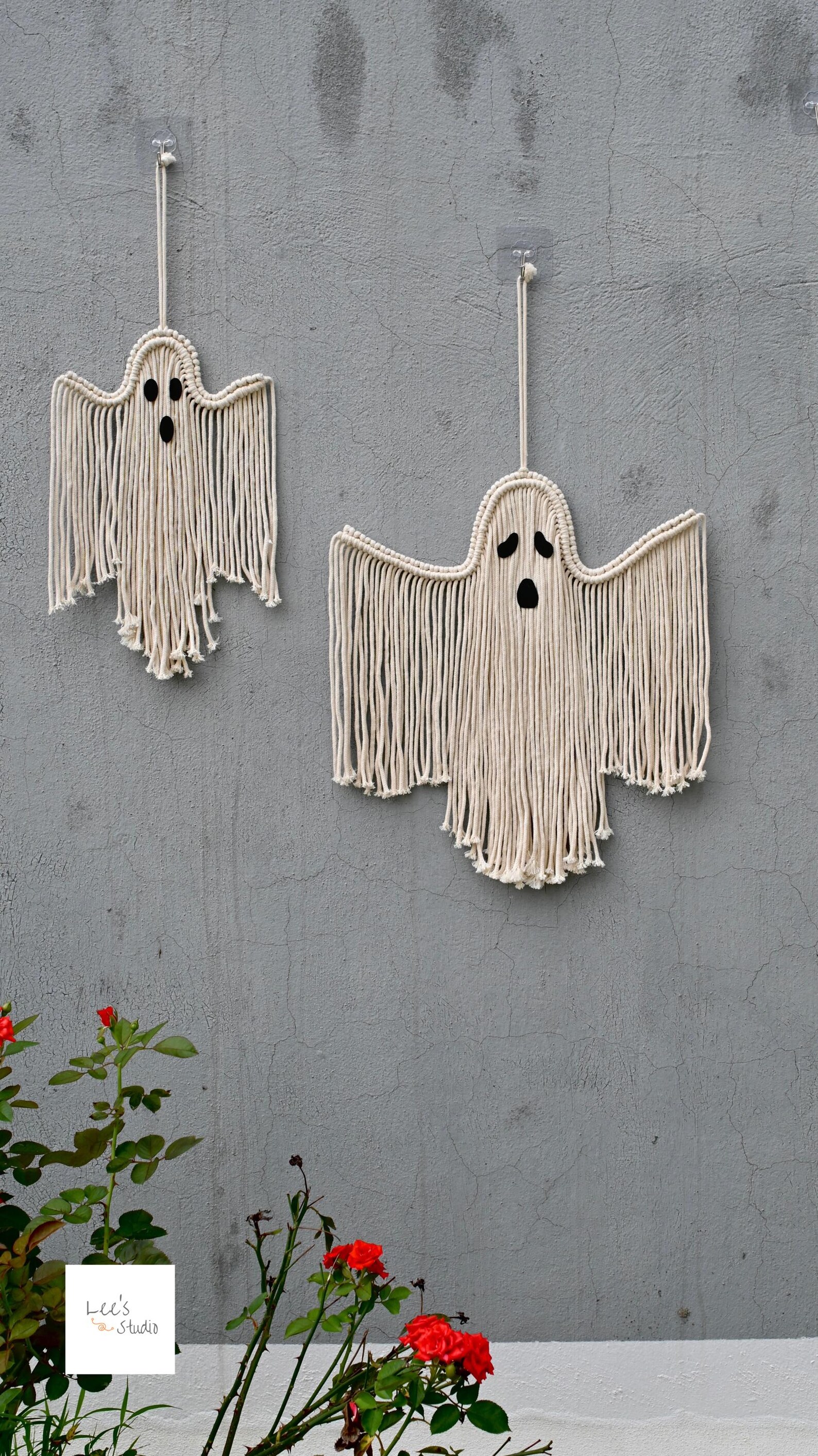 Halloween Macrame Ghost: Boho Spooky Wall Hanging - Etsy