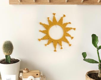 Macrame Wall Hanging With Shelf, Boho Sun Tapestry, Sun Wall Hanging - Etsy