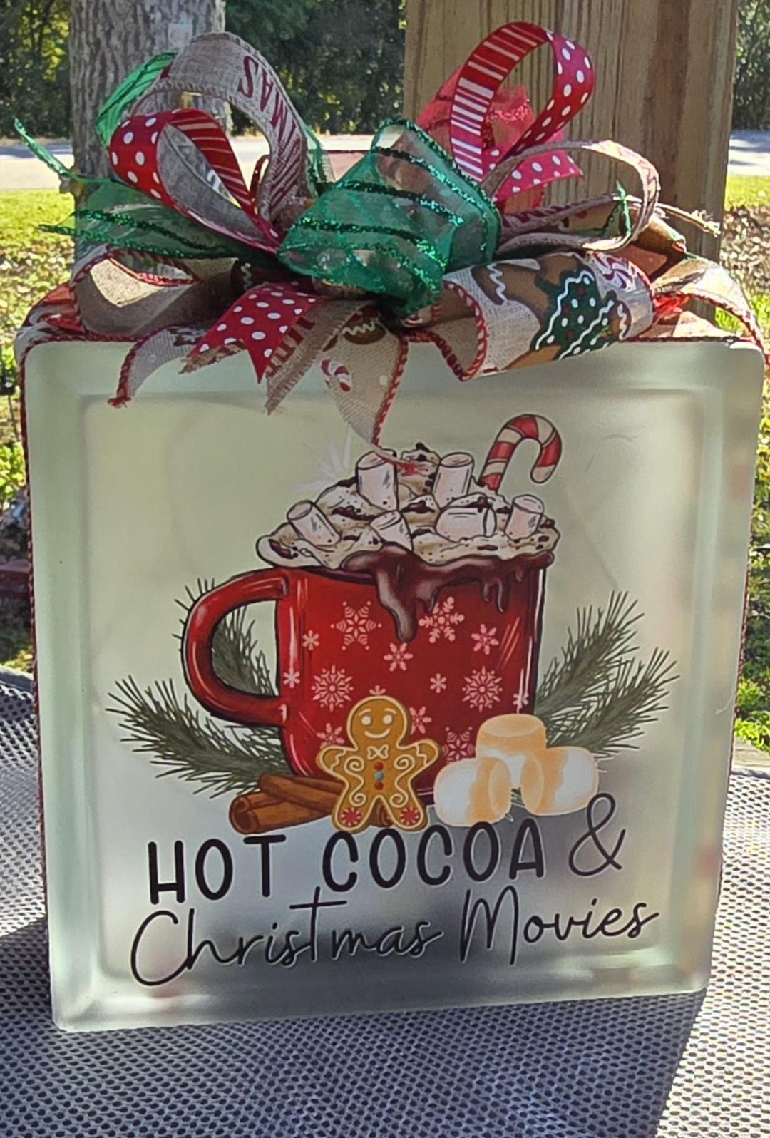 Hot Cocoa & Christmas Movies Lighted Glass Block - Etsy