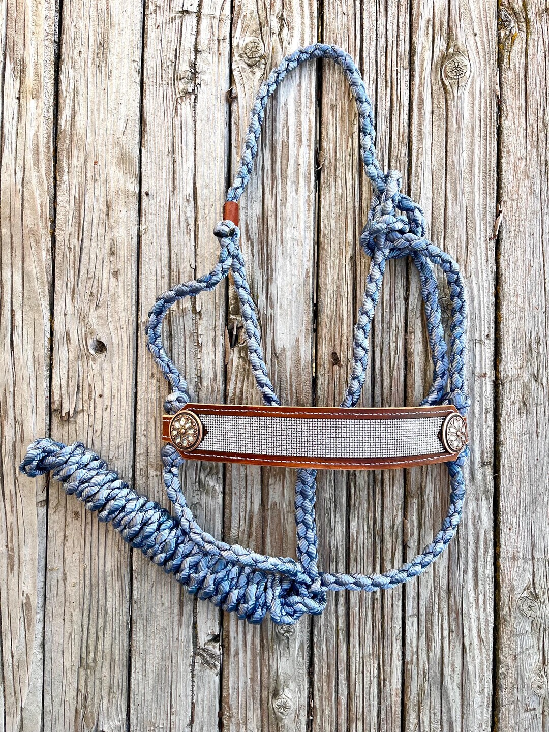 Denim Blue Mule Tape Halter With Rhinstone Bronc Nose Band - Etsy
