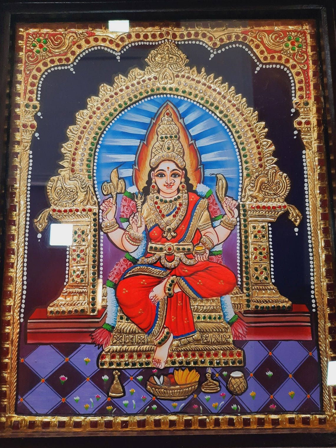 Amman Tanjore Painting Angala Parameswari Goddess Amman - Etsy