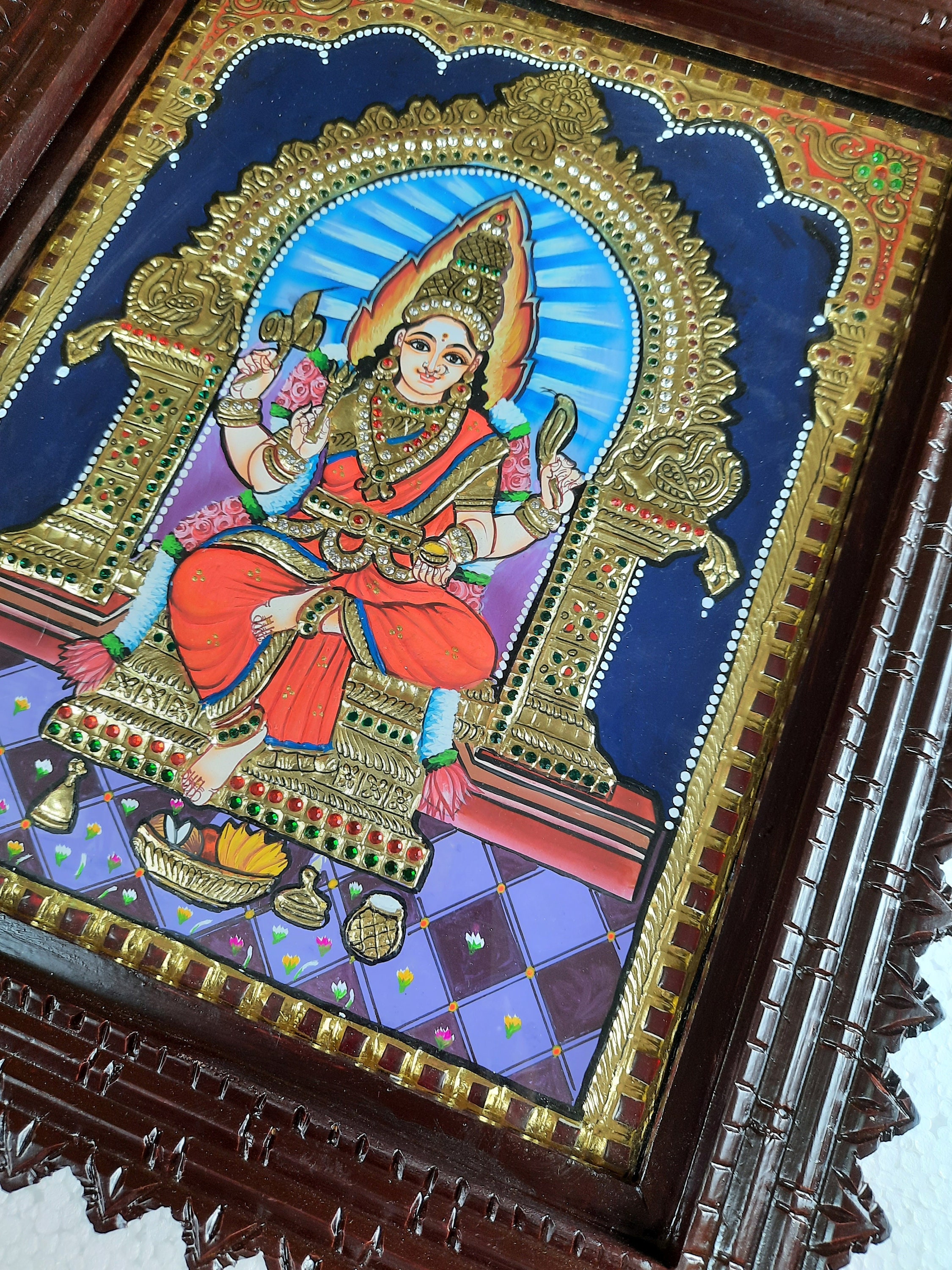 Angala Parameswari Amman Tanjore Painting Goddess Amman | Etsy