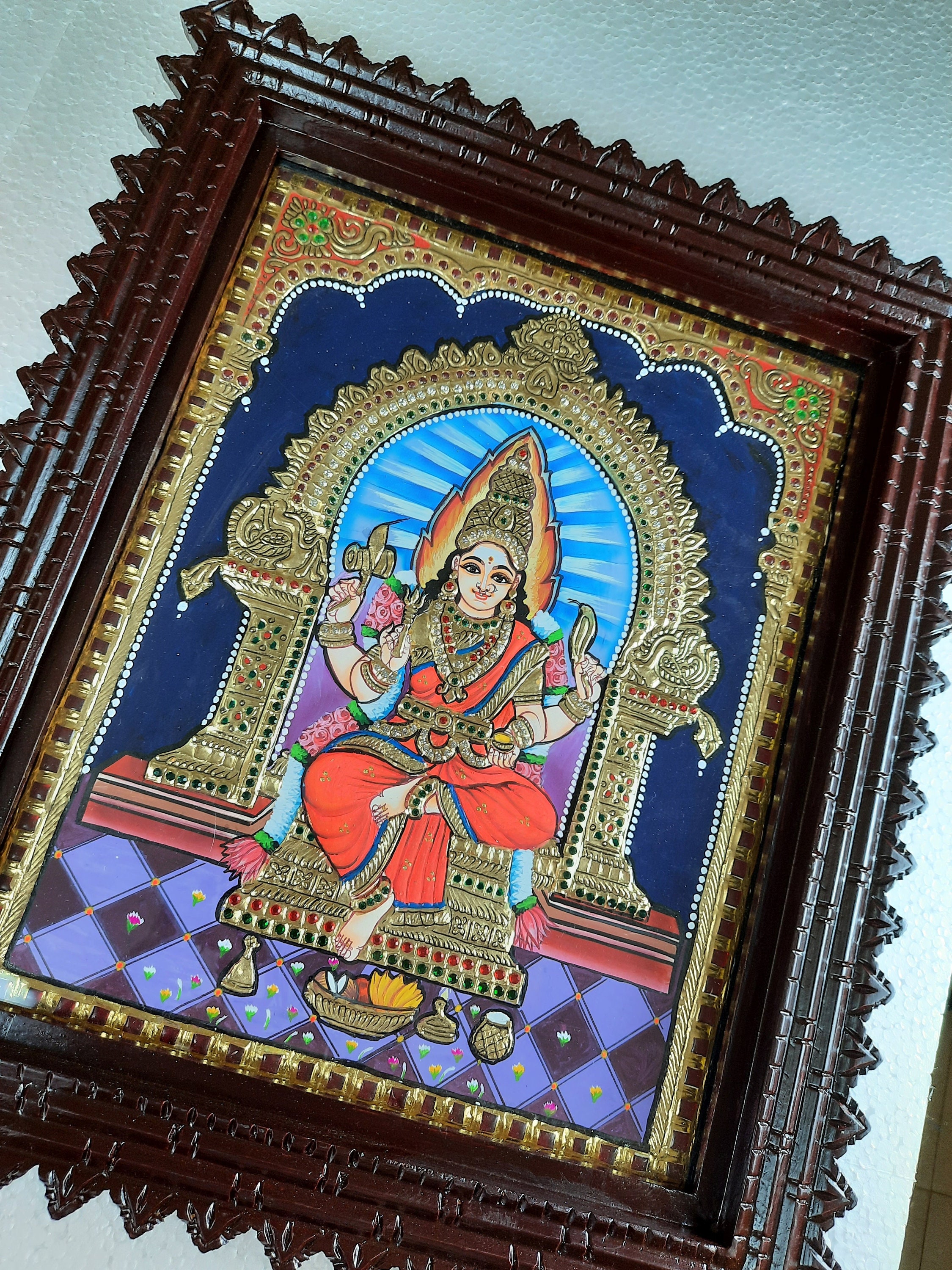 Amman Tanjore Painting Angala Parameswari Goddess Amman | Etsy