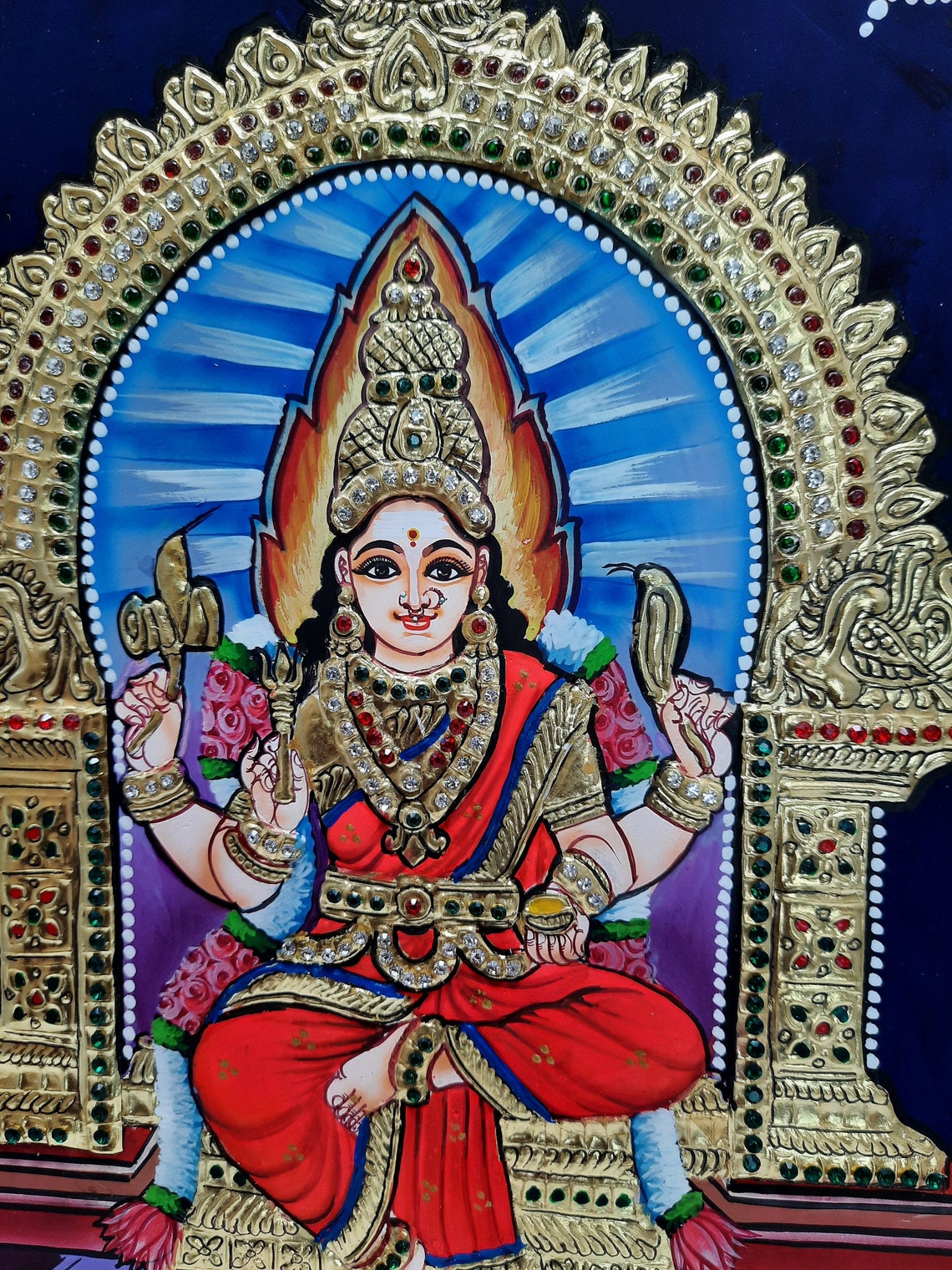 Amman Tanjore Painting Angala Parameswari Goddess Amman | Etsy