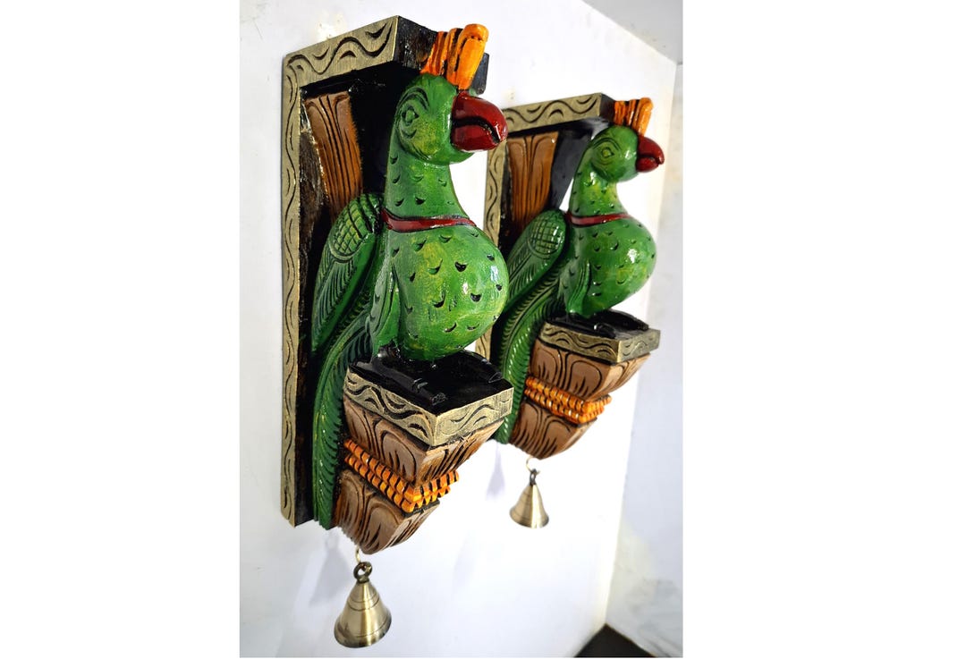 Bird Corbel Pair Wooden Statue Beautifully Hand Carved Color Finish ...