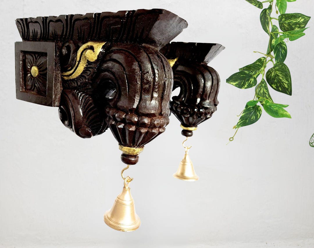 Hand-carved Wood Corbels: South Indian Temple Style Wall Brackets - Set ...