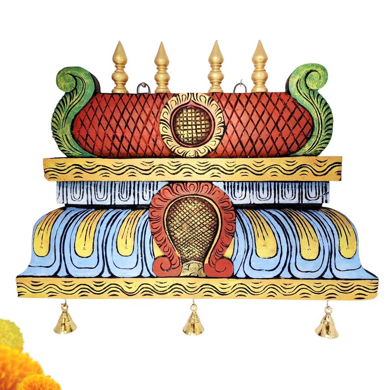 Wooden Temple Gopuram Wall Panel 24 Inch | Hand Carved Mandir Decor ...