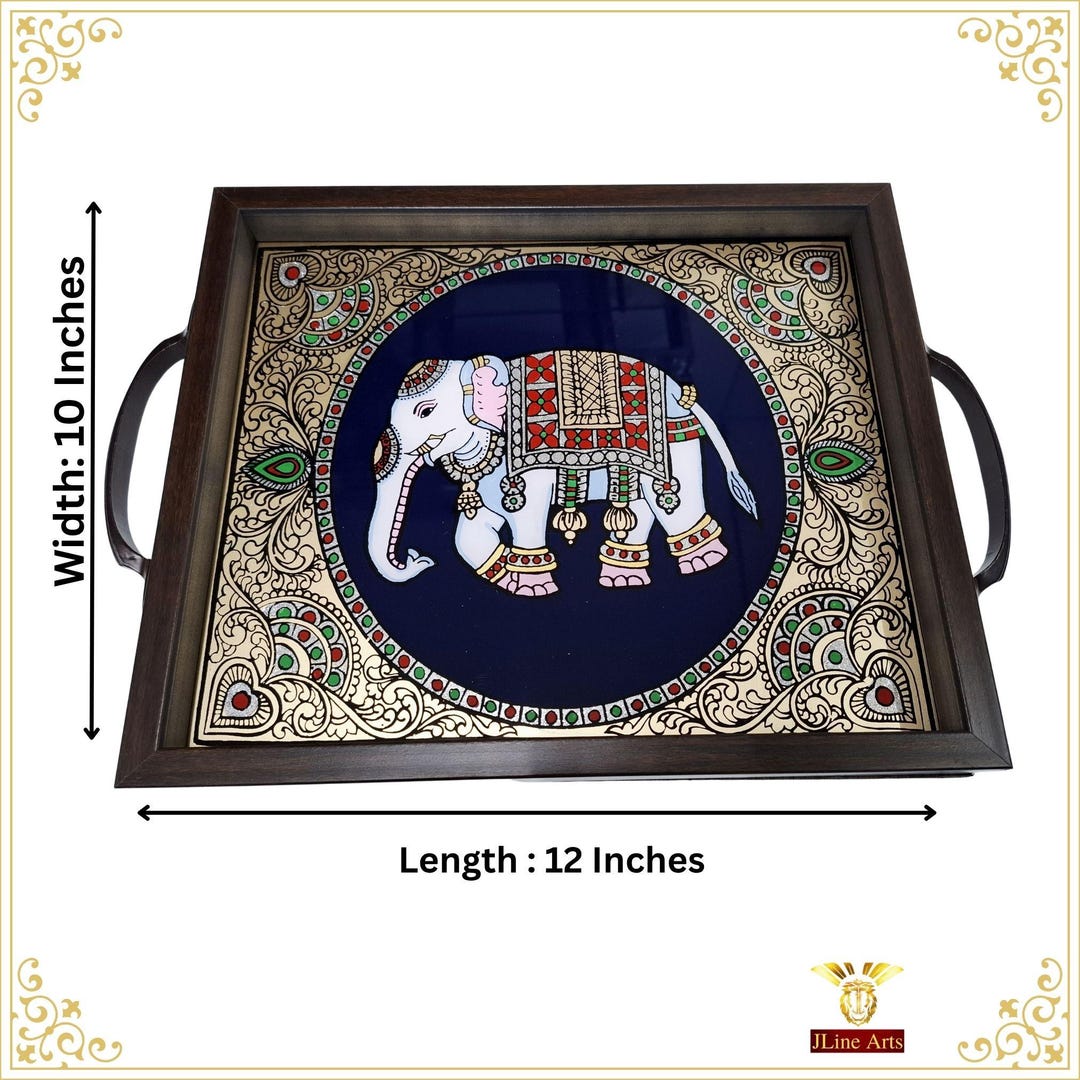 Tanjore Painting Tray – Elephant Design, 12x10 Inch Gift, Custom ...