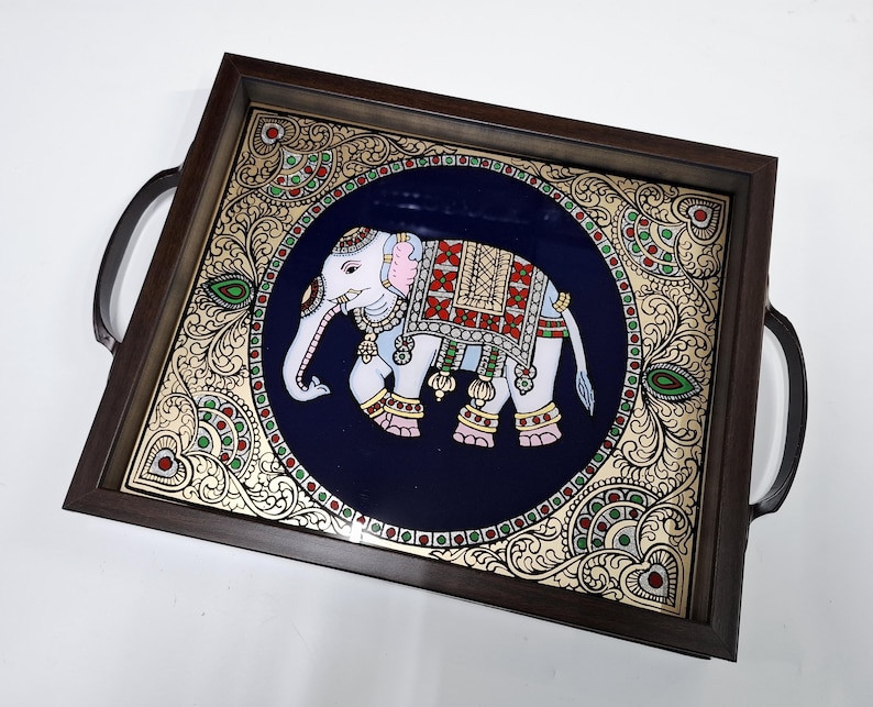 Tanjore Painting Tray – Elephant Design, 12x10 Inch Gift, Custom ...