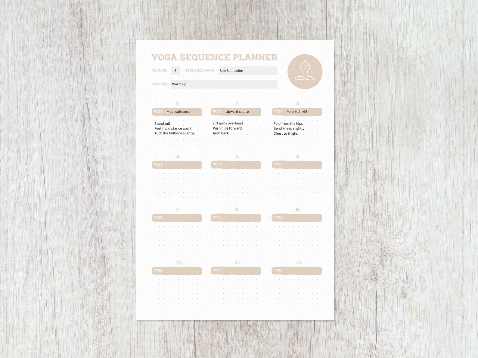 Custom A4 Yoga Sequence Planner - Personalised Yoga Class Planner ...