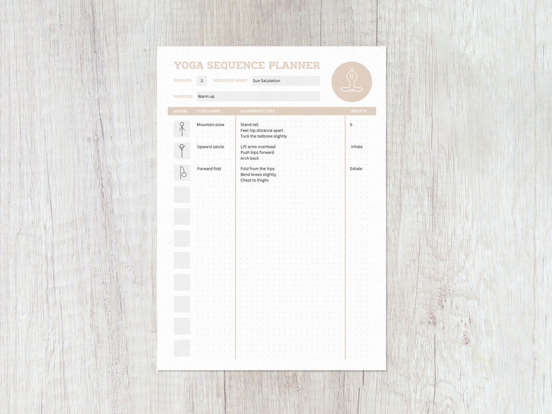 Custom A4 Yoga Sequence Planner - Personalised Yoga Class Planner ...