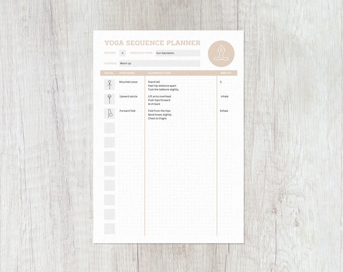 Yoga Teacher Class Planner Printable Bundle, Fillable Yoga Sequencing Planner, Yoga Class ...