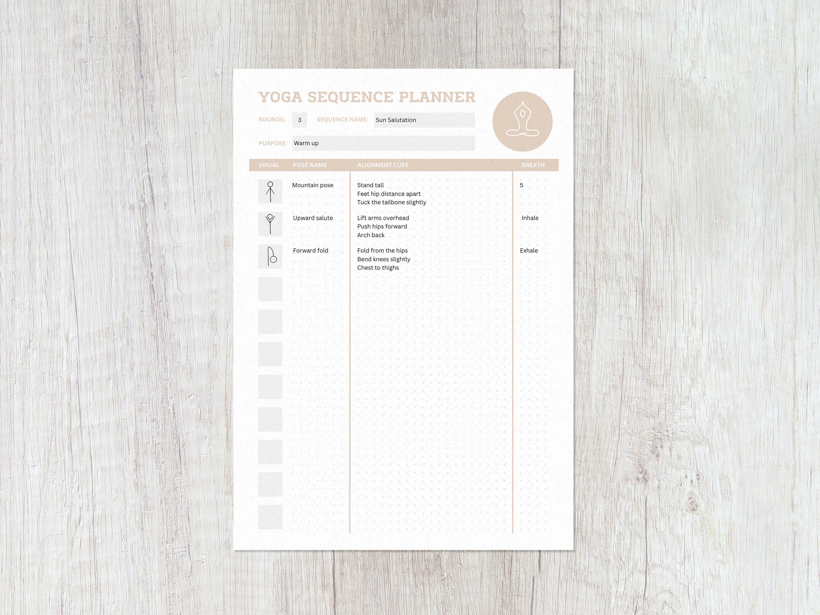 Custom A4 Yoga Sequence Planner - Personalised Yoga Class Planner ...