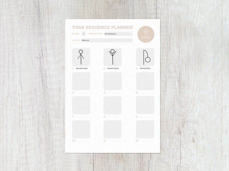 Custom A4 Yoga Sequence Planner - Personalised Yoga Class Planner ...