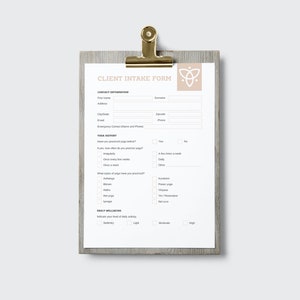 Custom A4 Yoga Client Intake Form - Yoga Customer Registration Form ...