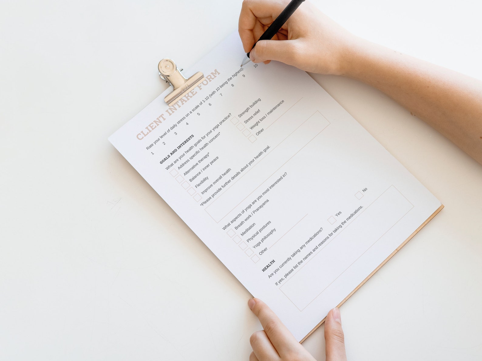 Custom A4 Yoga Client Intake Form - Yoga Customer Registration Form ...