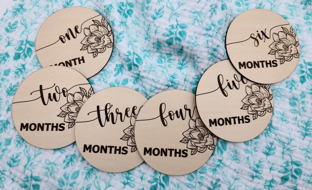Floral Baby Milestone Rounds SVG | Glowforge Cricut Sihouette | Laser ...