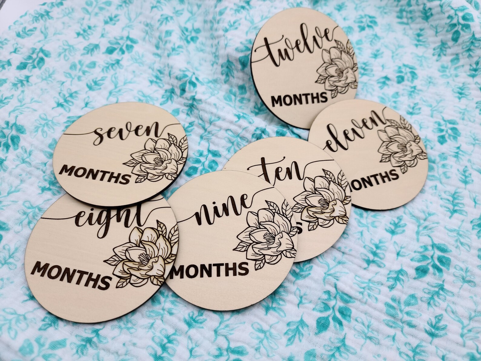 Floral Baby Milestone Rounds SVG | Glowforge Cricut Sihouette | Laser ...