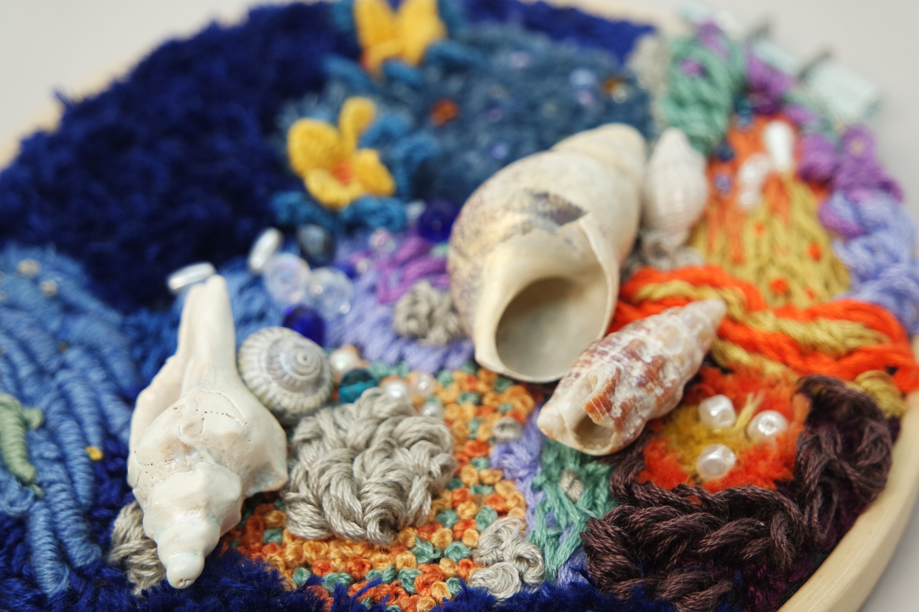 Coral Embroidery Coral 008 textile art seascape | Etsy