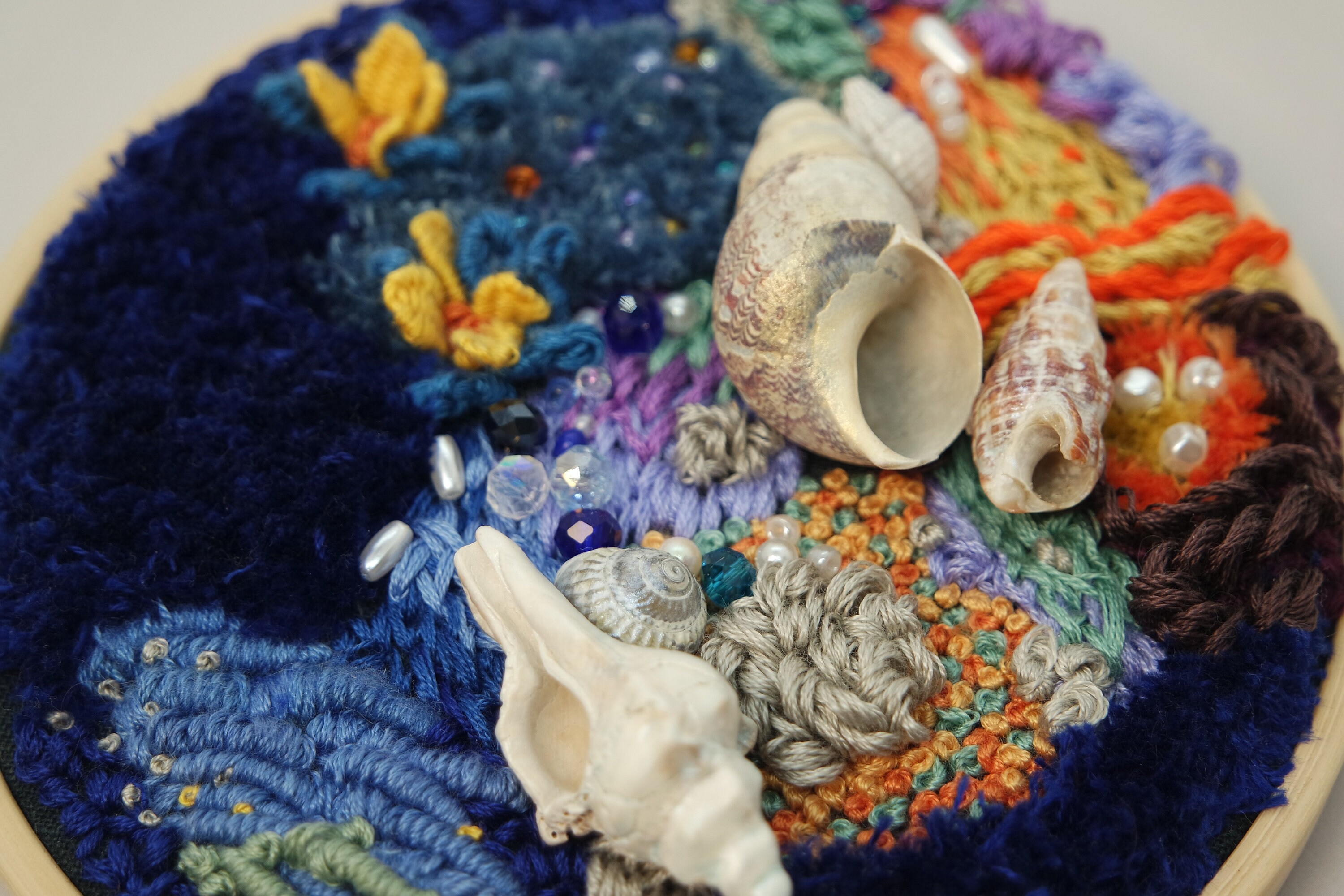 Coral Embroidery Coral 008 textile art seascape | Etsy