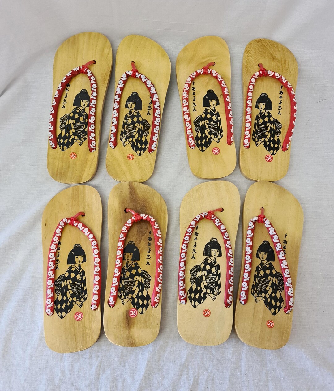 4 Pairs of Japanese Wooden Geta Sandals - Etsy UK