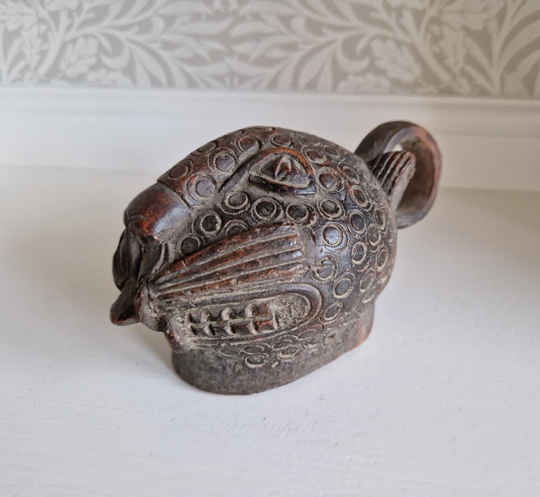 Terracotta Benin Leopard Head - Etsy