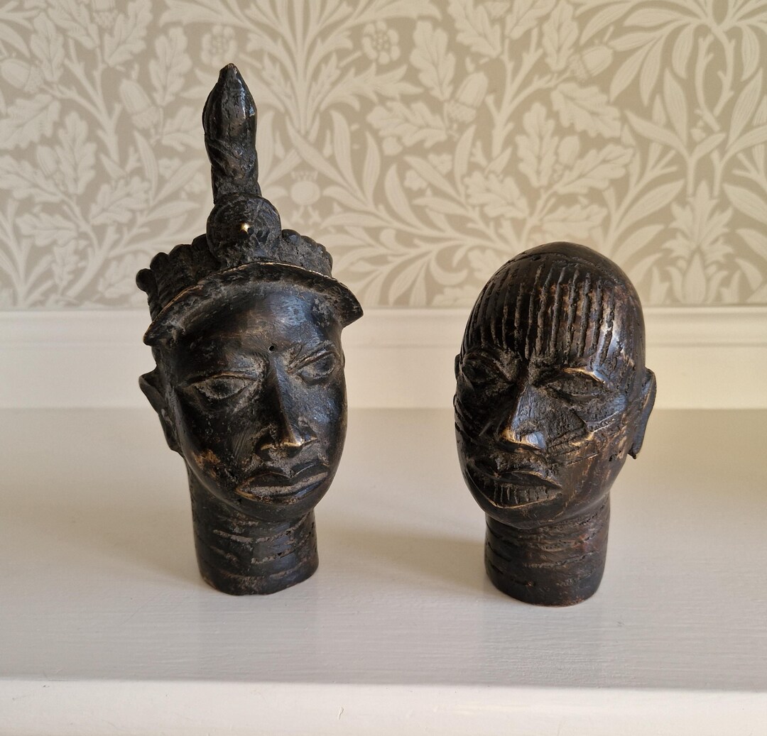 Pair of Ife Benin Bronze Heads AF-831 - Etsy UK