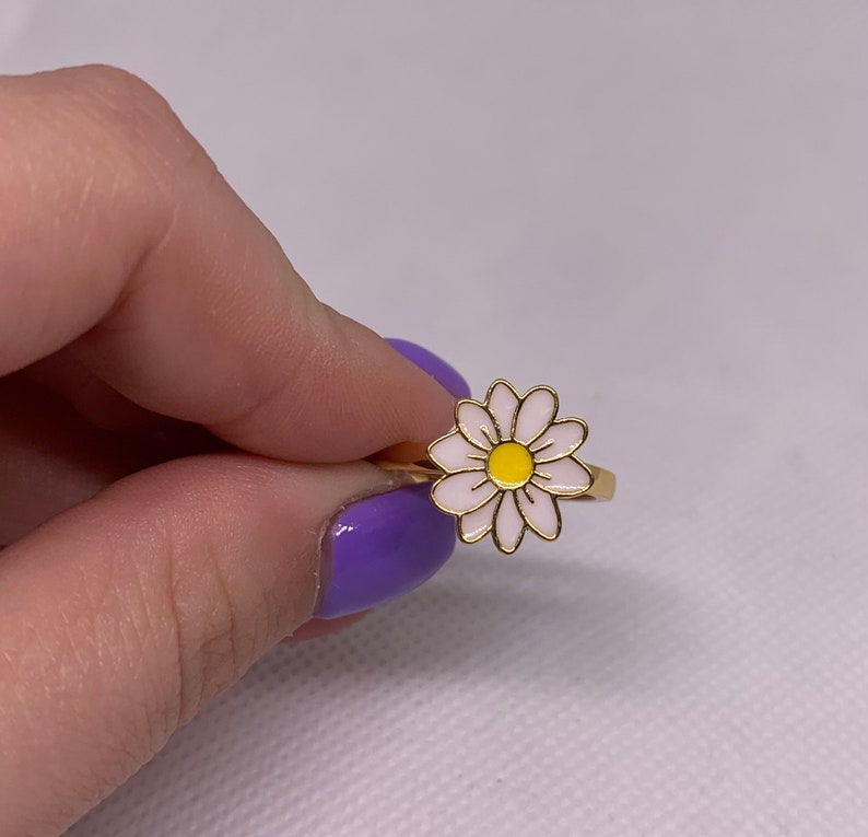 Pretty Adjustable Fidget Spinner Anxiety Ring Daisy Flower - Etsy UK