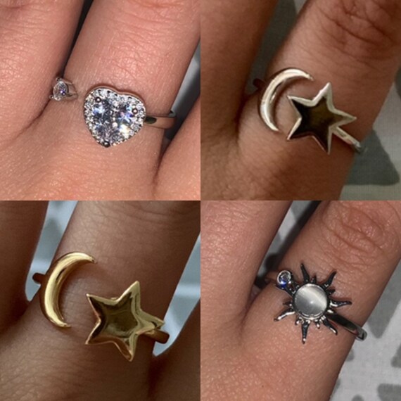 Adjustable Pretty Spinner Anxiety ADHD Distraction Rings Sun | Etsy