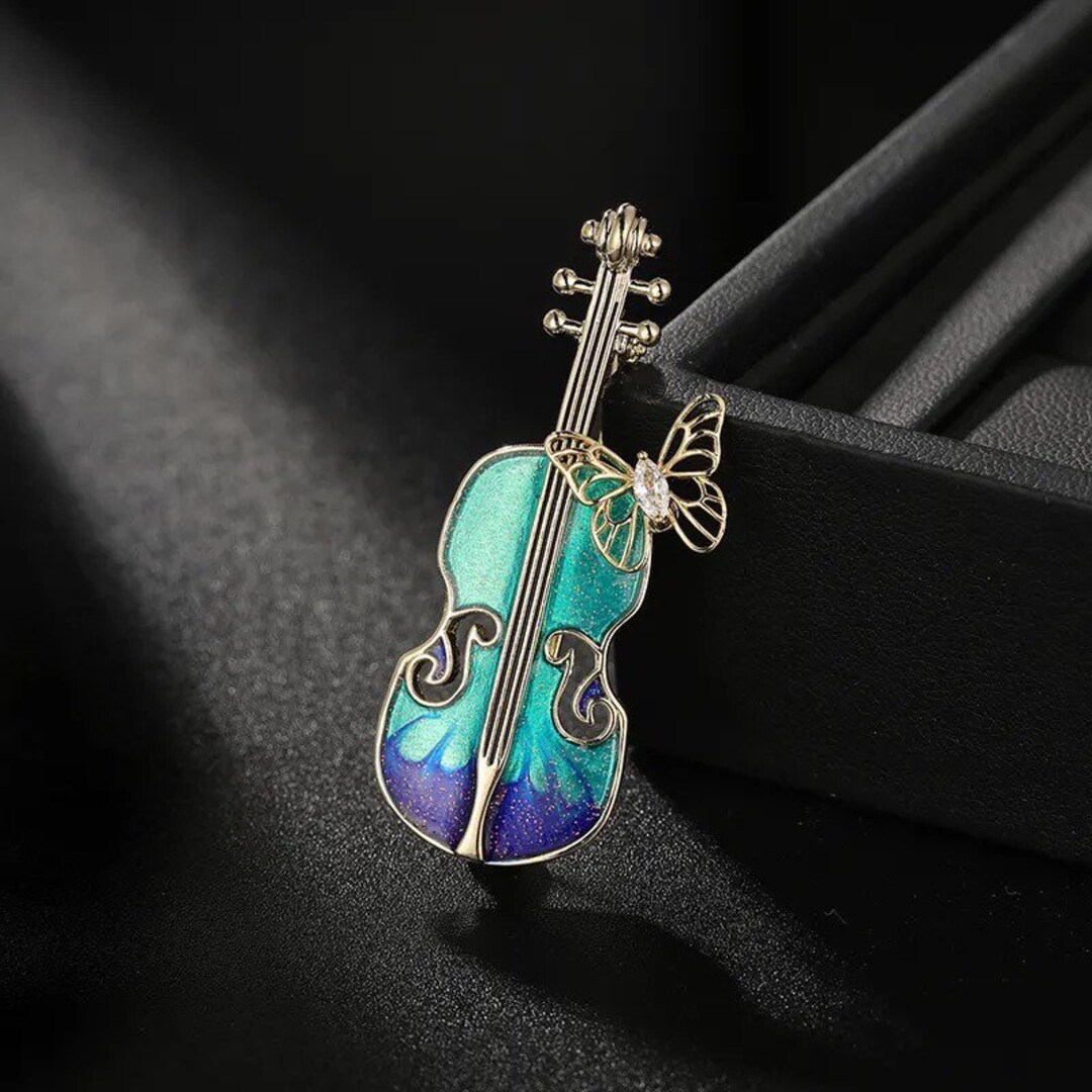 Violin Brooch.gold Violin Brooch. Crystal Brooch.brooch for Women ...