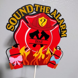 Firefighter Gender Reveal Cake Topper Personalized Fire Extinguisher ...