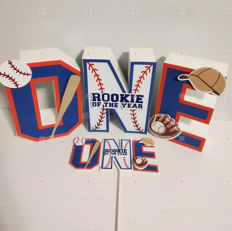 ONE Rookie of the Year Baseball Theme Birthday Letters, Cake Topper ...