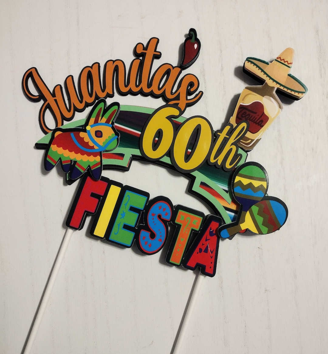 Fiesta Cake Topper Mexican Fiesta Birthday Decorations Tequila Smash ...