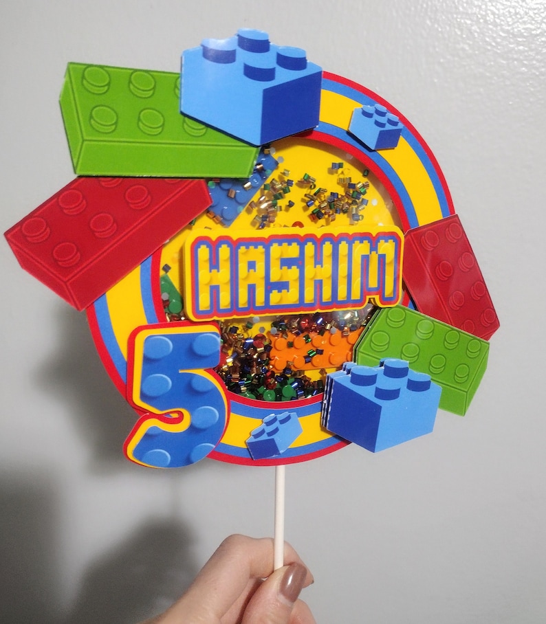 Building Blocks Cake Topper Shaker Toy Bricks Decor Children's Party ...