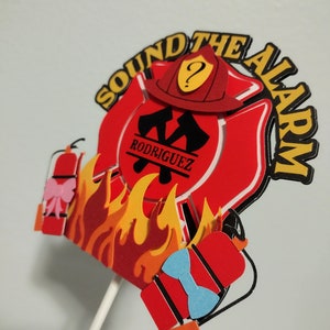Firefighter Gender Reveal Cake Topper Personalized Fire Extinguisher ...