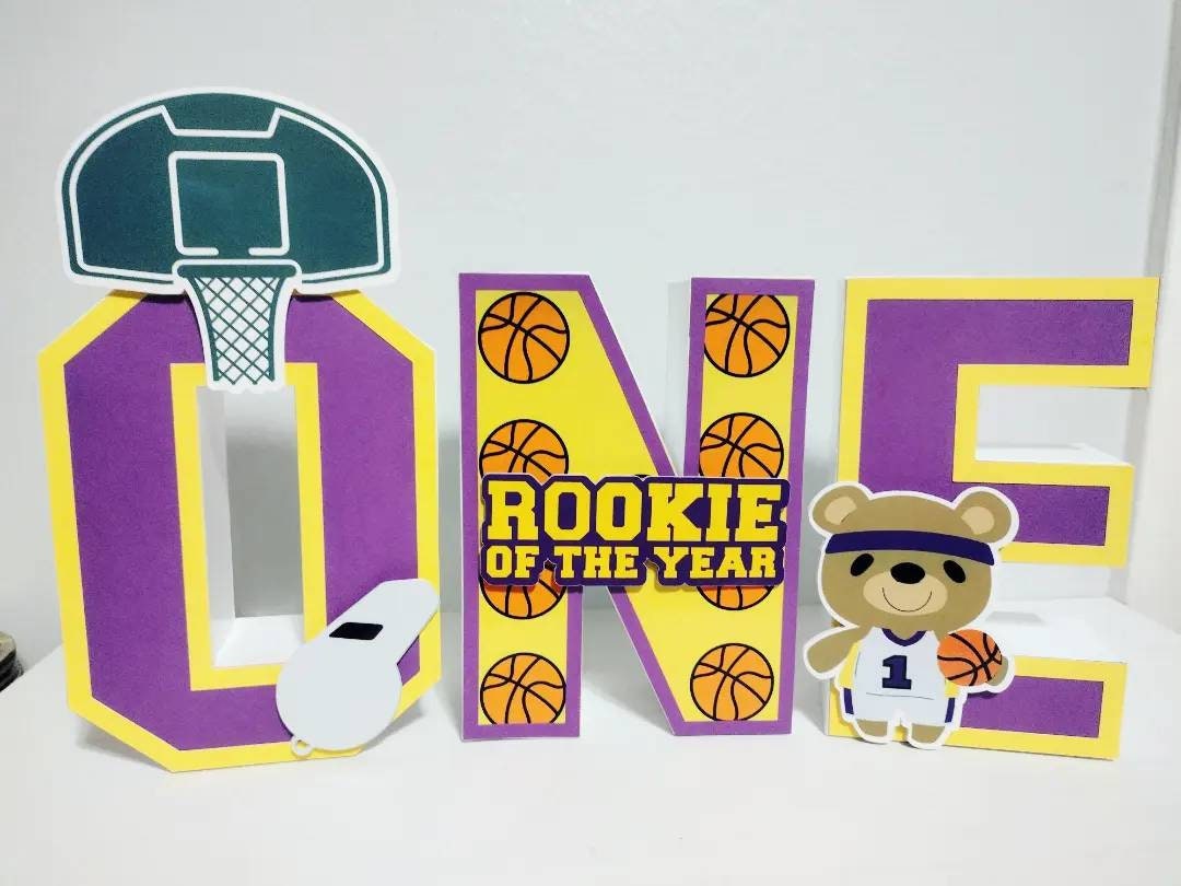 ONE Rookie of the Year Lakers Basketball Theme Birthday Letters, Cake ...