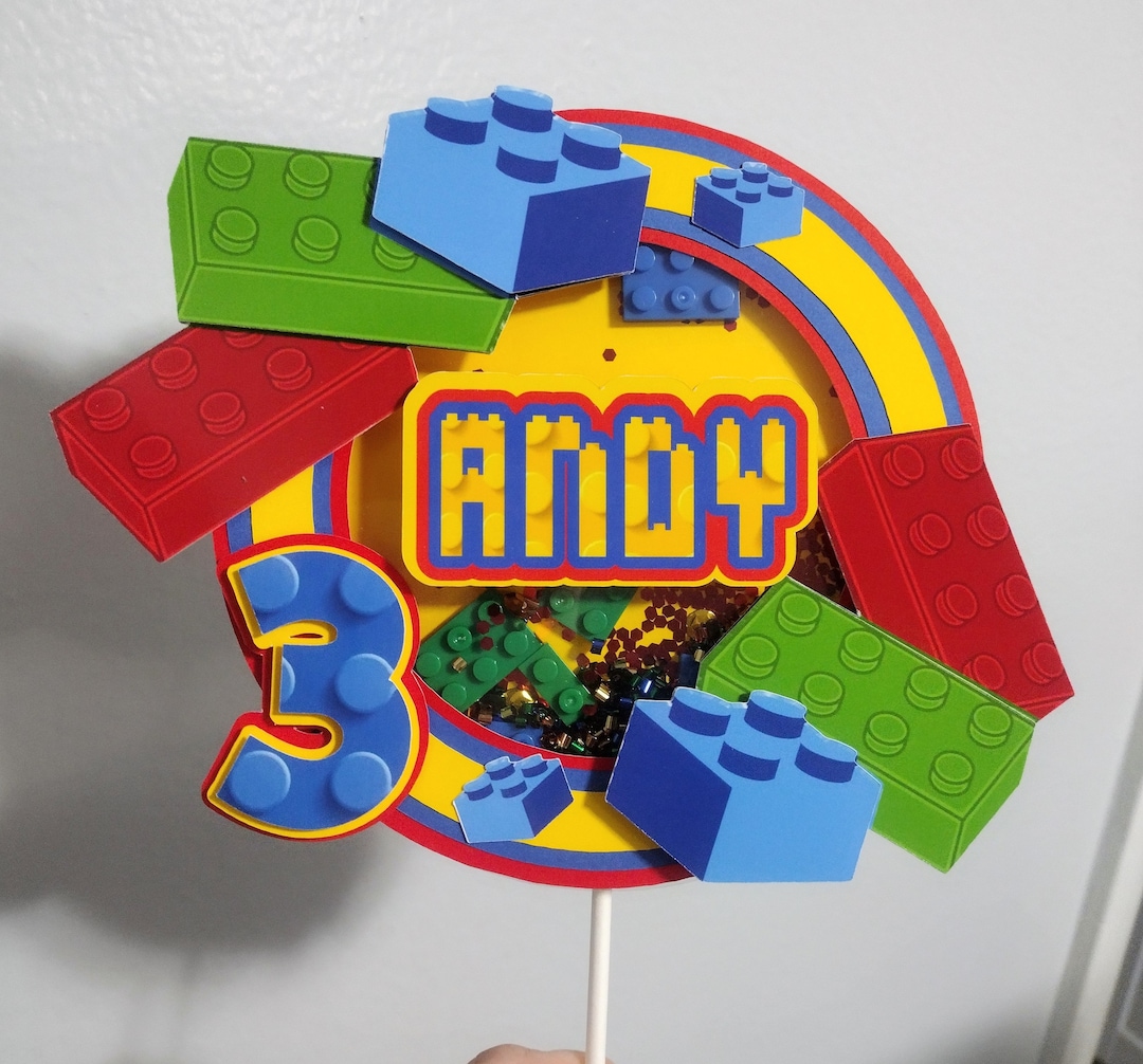 Building Blocks Cake Topper Shaker Toy Bricks Decor Children's Party ...