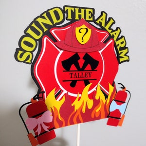 Firefighter Gender Reveal Cake Topper Personalized Fire Extinguisher ...