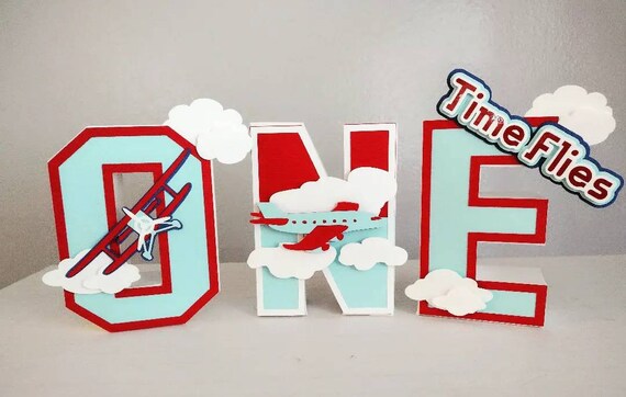 Time Flies Birthday Party Decor Airplane 3D Letters ONE 3D - Etsy