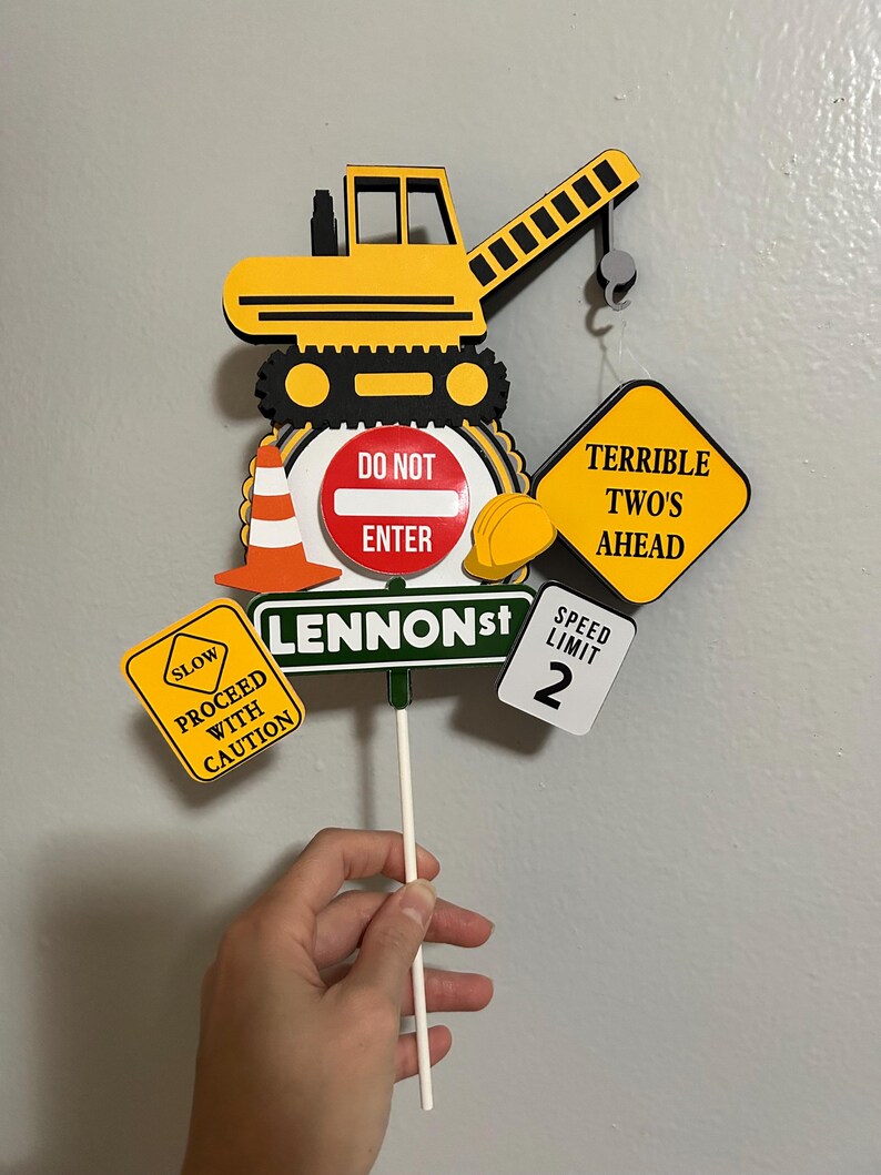 Terrible Twos Ahead Construction Party Bulldozer Truck Excavator Crane ...