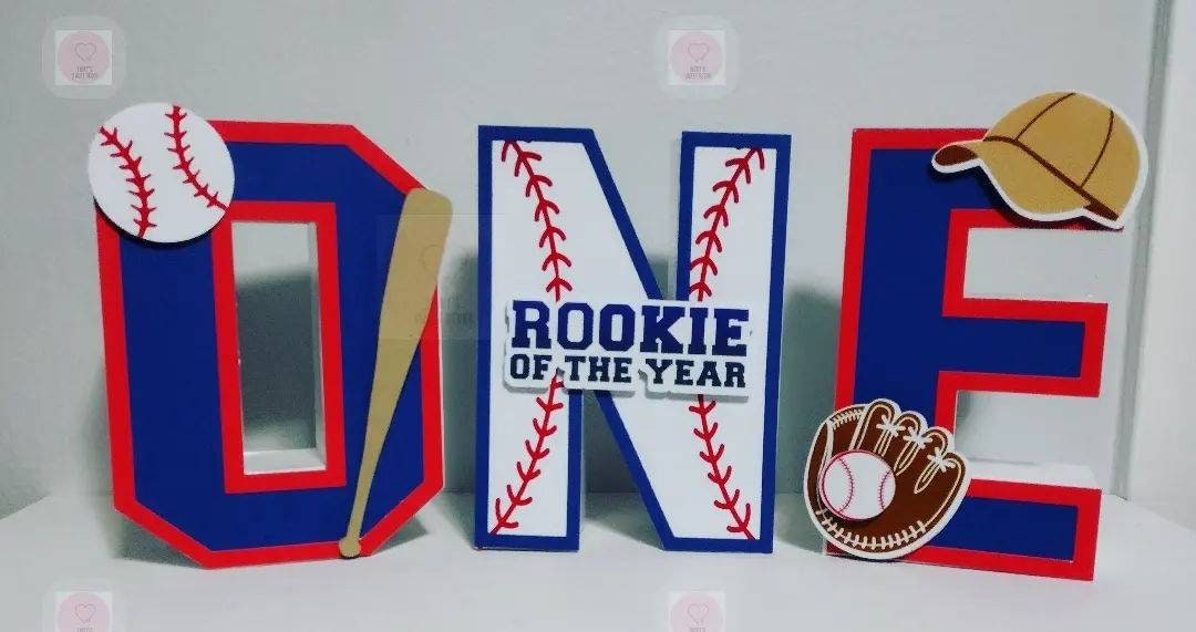 ONE Rookie of the Year Baseball Theme Birthday Letters, Cake Topper ...