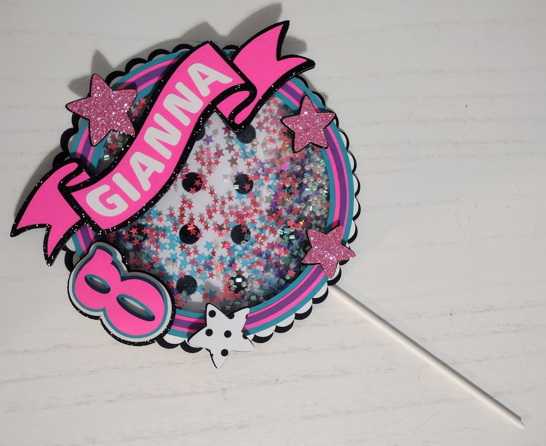 Pink and Turquoise Polka Dot Cake Topper, Doll Inspired Birthday Cake ...